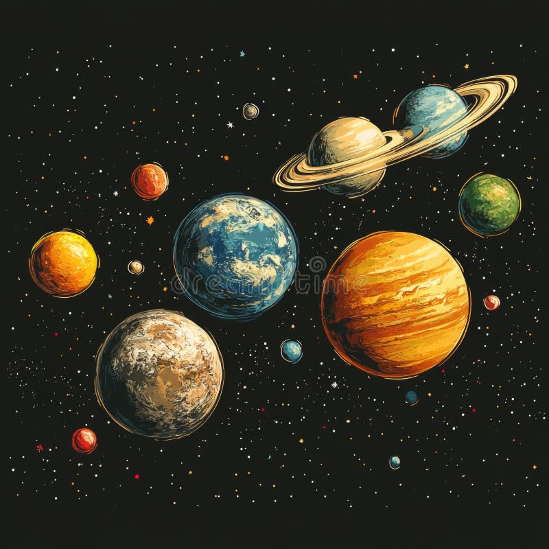 A Group of Planets Visible in the Night Sky, Perfect for Astronomy or ...