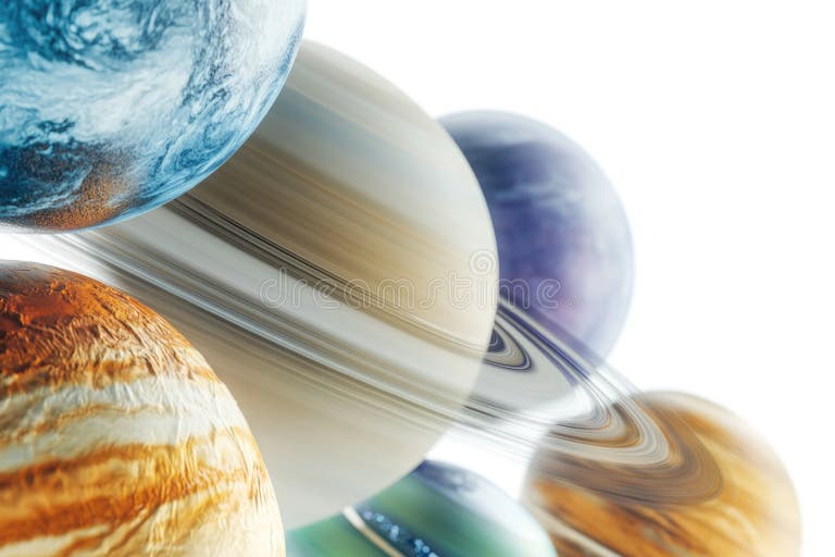 A Group of Planets with Visible Ring Systems Stock Image - Image of ...