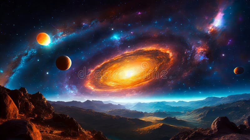 Group of Planets Visibly Moving Across the Sky in Space Stock ...