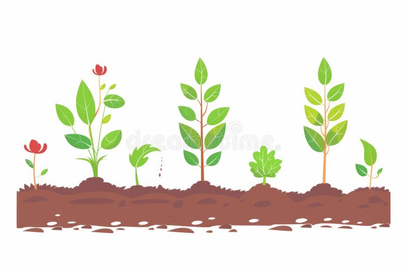 Group of Plants Emerging from Soil, Suitable for Nature and Gardening ...