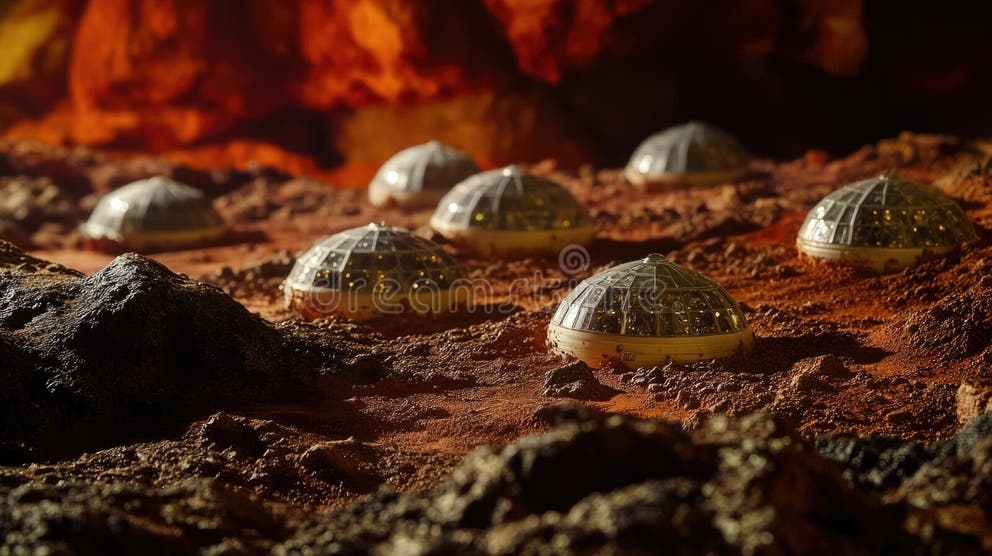 A Group of Plastic Domes Sit on a Dirt Field, Awaiting Use or ...