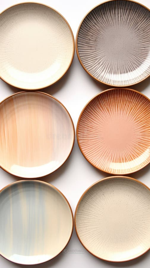 A Group of Plates Sitting on Top of a Table Stock Image - Image of ...