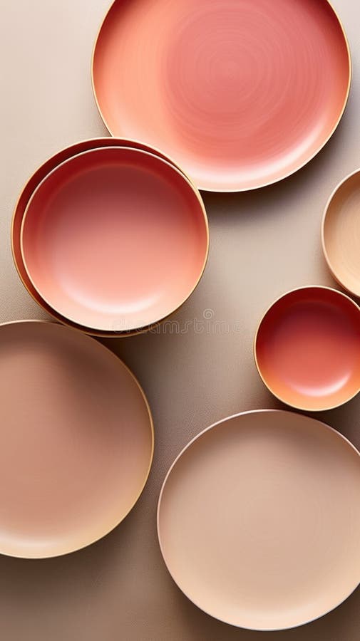 A Group of Plates Sitting on Top of a Table Stock Illustration ...