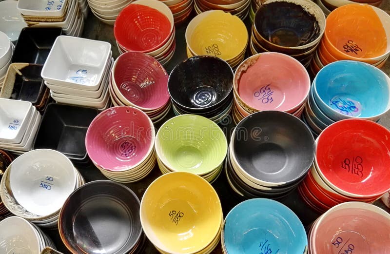 Plates Stacked at Buffet Line Stock Image - Image of stack, saucer ...