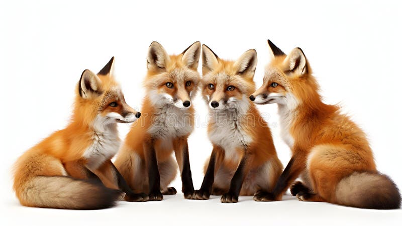 A Group of Playful Red Foxes Stock Illustration - Illustration of ...