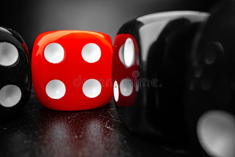 Group of Playing Dice Cubes on Black Surface, Macro Stock Image - Image ...