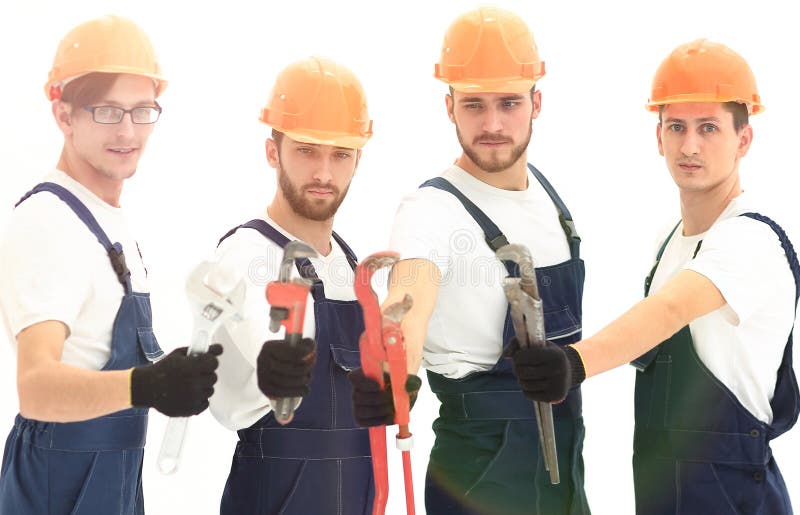 Group of Plumbers with Working Tools Stock Image - Image of foreman ...