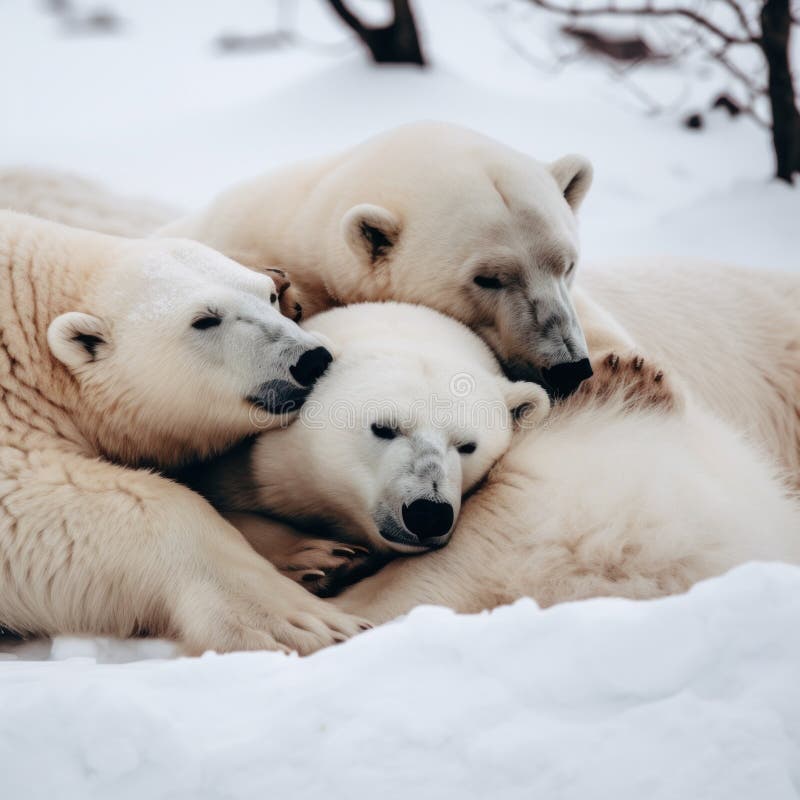 A Group of Polar Bears Laying on Top of Each Other. Generative AI Image ...