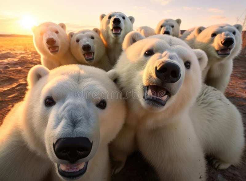 A group of polar bears stock illustration. Illustration of mother ...
