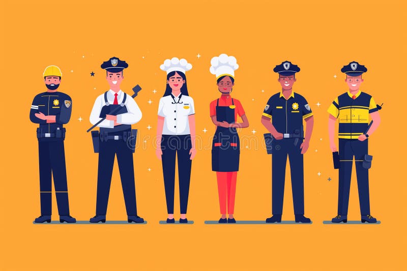 Group of Police Officers Standing Together Stock Illustration ...