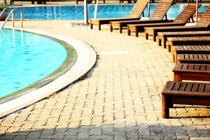 Group of Pool Bench Service Customer Check in Resort Stock Image ...