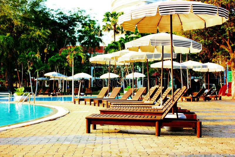 Group of Pool Bench Service Customer Check in Resort Stock Image ...