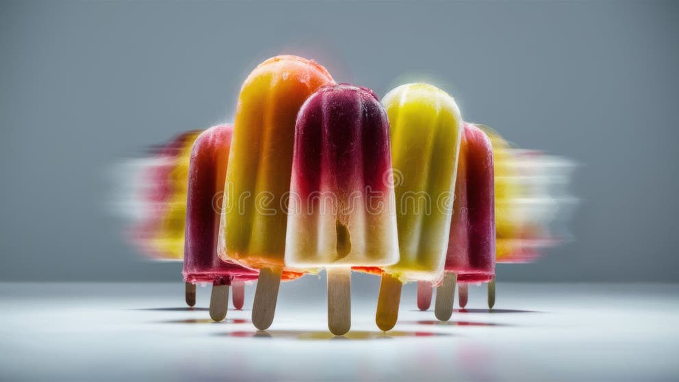 A Group of Popsicles are Shown in a Row with Different Colors, AI Stock ...