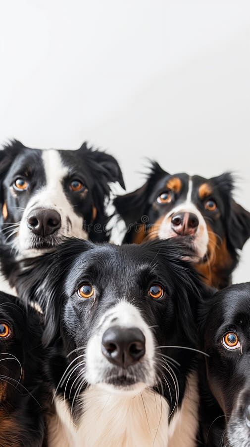 Group Portrait of Border Collies Against Neutral Background Stock Photo ...