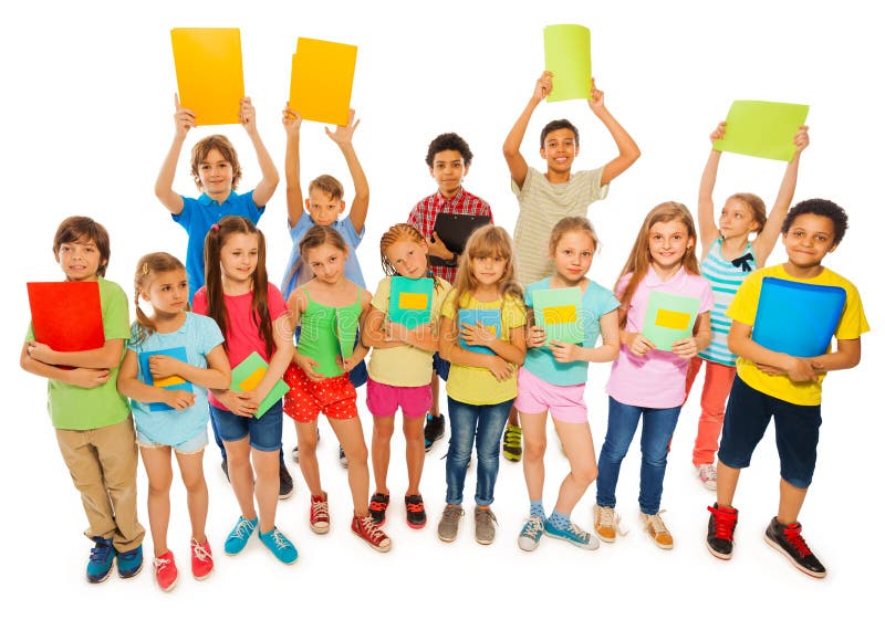 Group Portrait of Class Isolated on White Stock Image - Image of ...