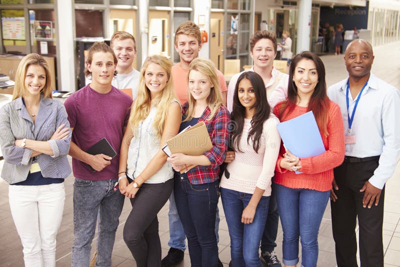 Group Portrait of College Students with Tutor Stock Image - Image of ...