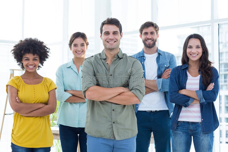 Group Portrait of Happy Young Colleagues Stock Image - Image of cool ...