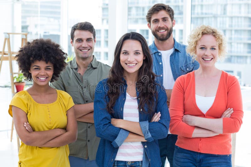 Group Portrait of Happy Young Colleagues Stock Image - Image of cool ...