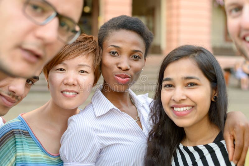 Three Multicultural Women Embracing Themselves Stock Photo - Image of ...