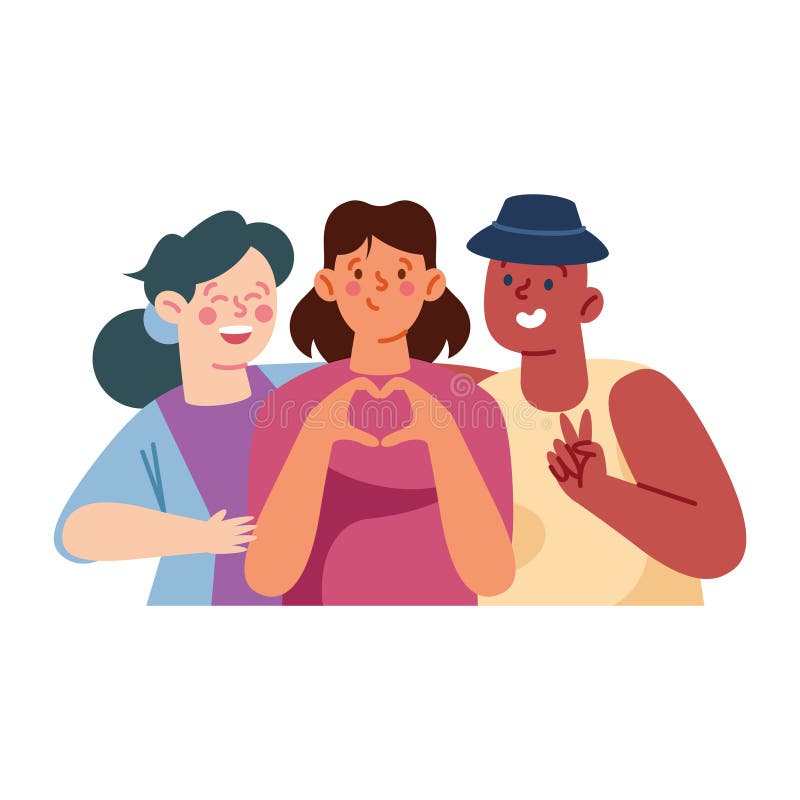 Group Portrait of Smiling Friends Standing Stock Vector - Illustration ...