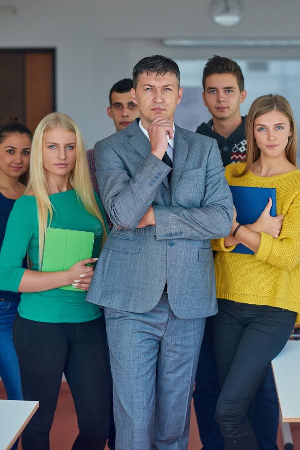 Group Portrait of Teacher with Students Stock Image - Image of pupil ...