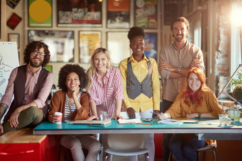 Group Portrait of Young Employees Team Stock Photo - Image of office ...