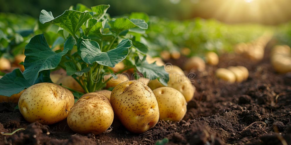 A Group of Potatoes Growing in the Ground in a Field Stock Image ...