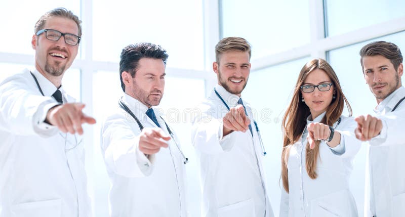 Group of Practicing Doctors Pointing Their Finger at You Stock Image ...