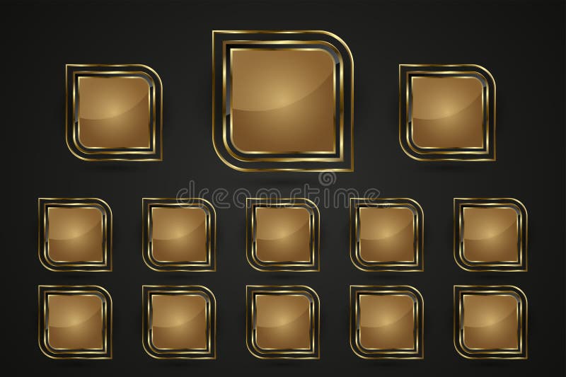 Group of Premium Gold Buttons Design in Luxury and Set of Gold Buttons ...