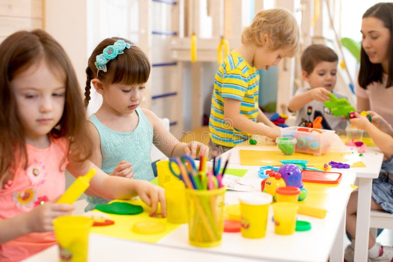 Group of Preschool Children Engaged in Handcrafts Stock Image - Image ... Group of Preschool Children Engaged in Handcrafts Stock Image - Image ...
