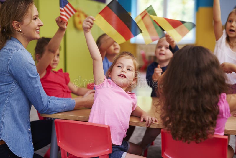 Group of Preschool Children Learn Languages Stock Photo - Image of play ...