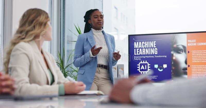 Group, Presentation and Woman in Meeting, Ai and Machine Learning with ...