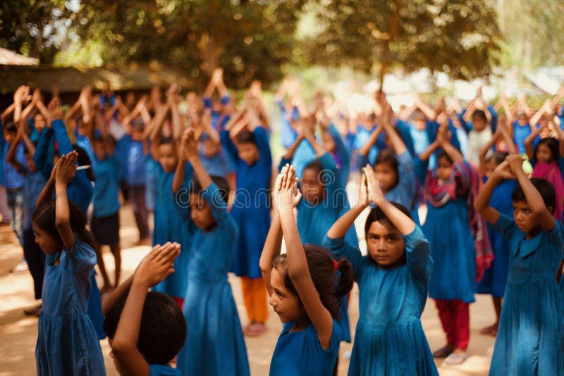 Female Students Doing Exercise in an Assembly Editorial Image - Image ...
