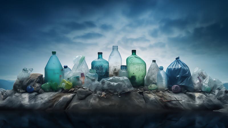 Group of Problem Plastic Bottles and Microplastics Stock Illustration ...