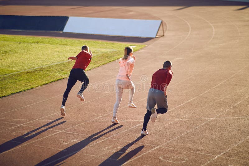 Group of Professional Athletes Training Together Stock Image - Image of ...