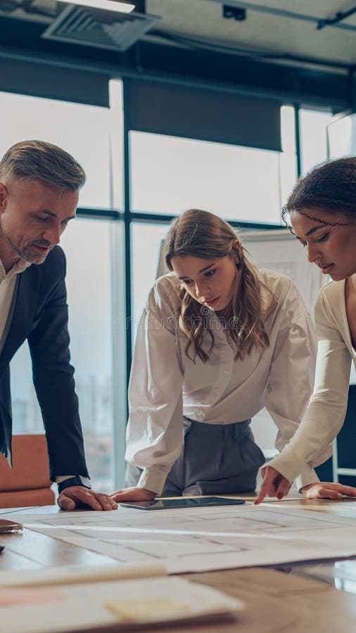 Group of Professional Business Managers Working with Project Documents ...