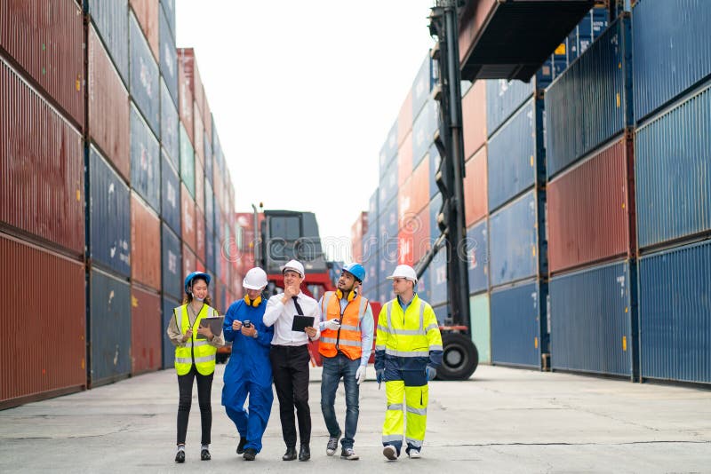 Group of Professional Engineer, Worker or Technician Walk and Discuss ...