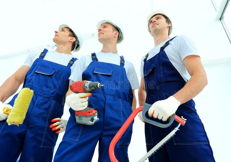 Group of Professional Industrial Workers. Isolated Over White ...