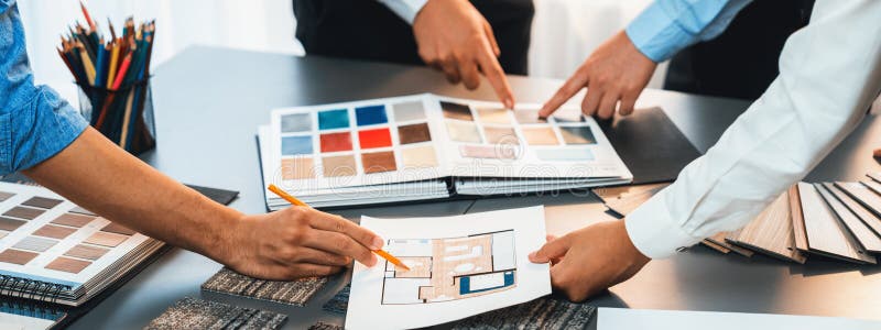 Group of Professional Interior Designer and Architect Choosing Color ...