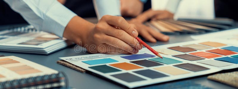 Group of Professional Interior Designer and Architect Choosing Color ...