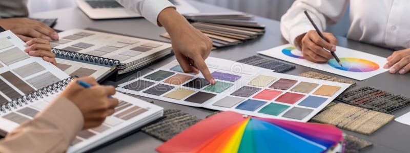 Group of Professional Interior Designer and Architect Choosing Color ...
