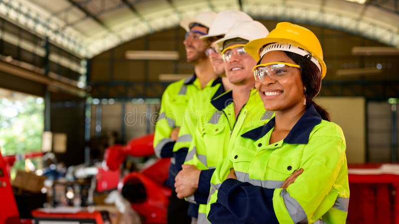 Group of Professional Mechanical Engineer Team Checking and Repairing ...