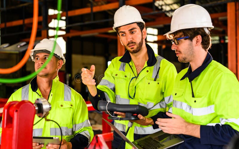 Group of Professional Mechanical Engineer Team Checking and Repairing Engine Stock Photo - Image ...