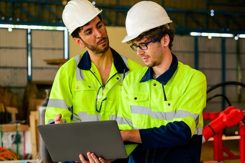 Group of Professional Mechanical Engineer Team Checking and Repairing ...