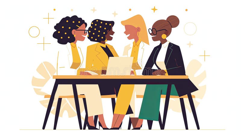 Group of Professional Women Collaborating during a Business Meeting at ...