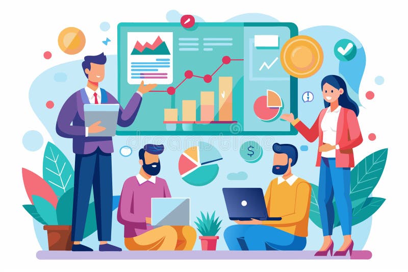 A Group of Professionals Collaborates on a Business Presentation ...