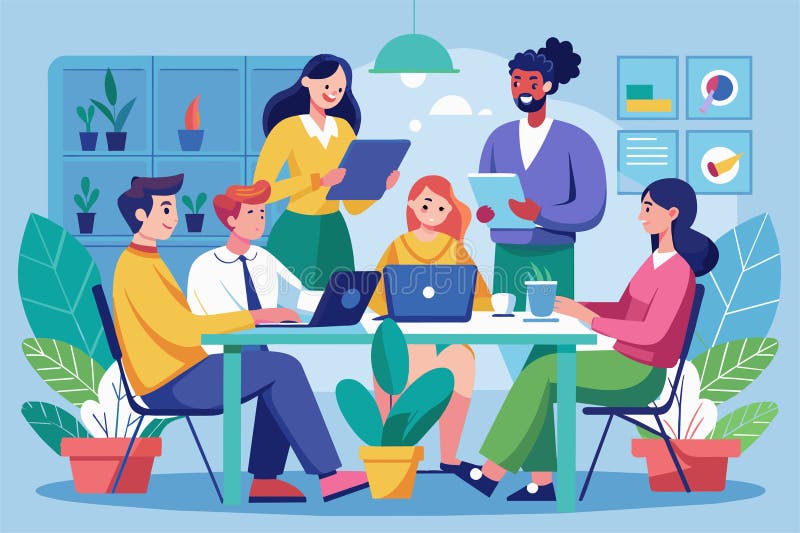 A Group of Professionals Collaborates in a Meeting, Sharing Ideas and ...