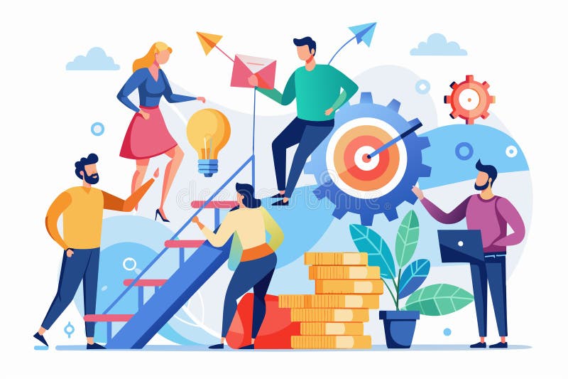 A Group of Professionals Collaborates in a Modern Office, Sharing Ideas ...