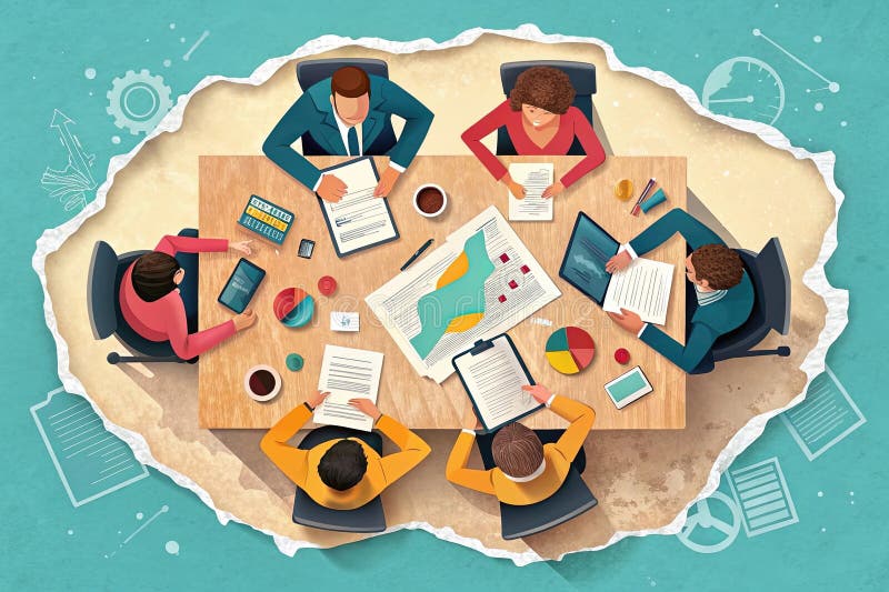 Group of Professionals Collaborating in a Meeting Around a Table Stock ...