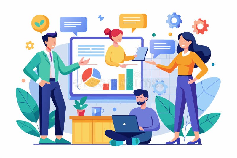 A Group of Professionals Discusses Trading Data Using a Presentation ...